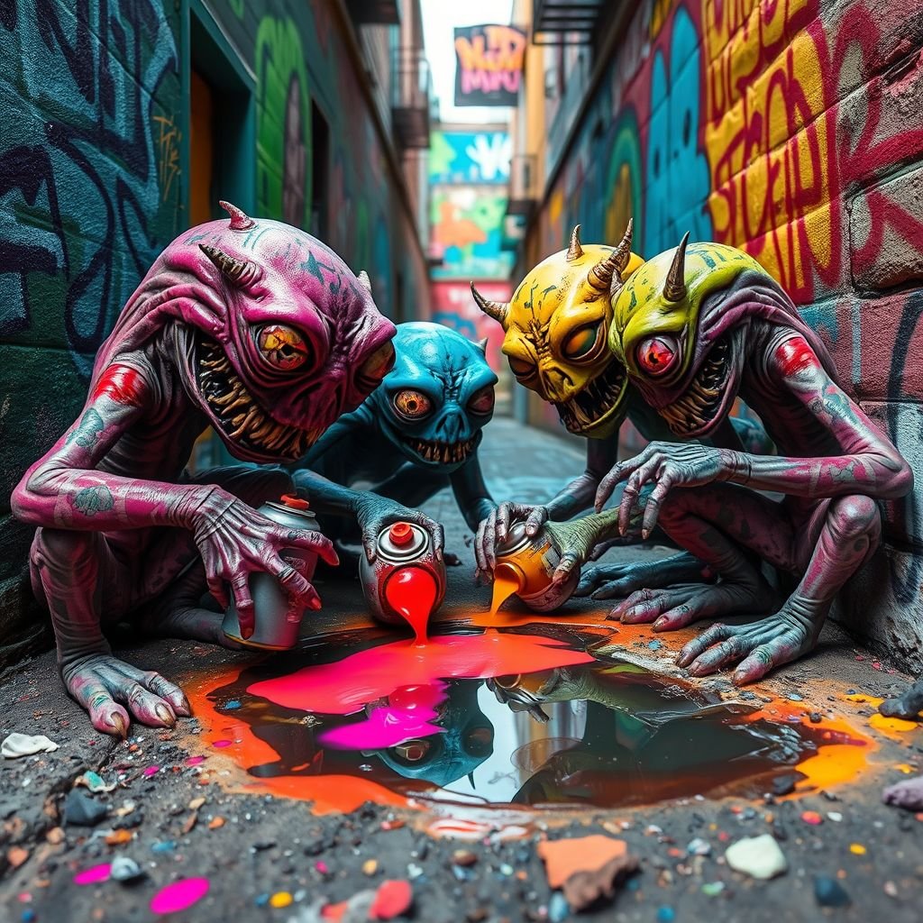 Explore Ugly Creatures Drinking Poison AI Art