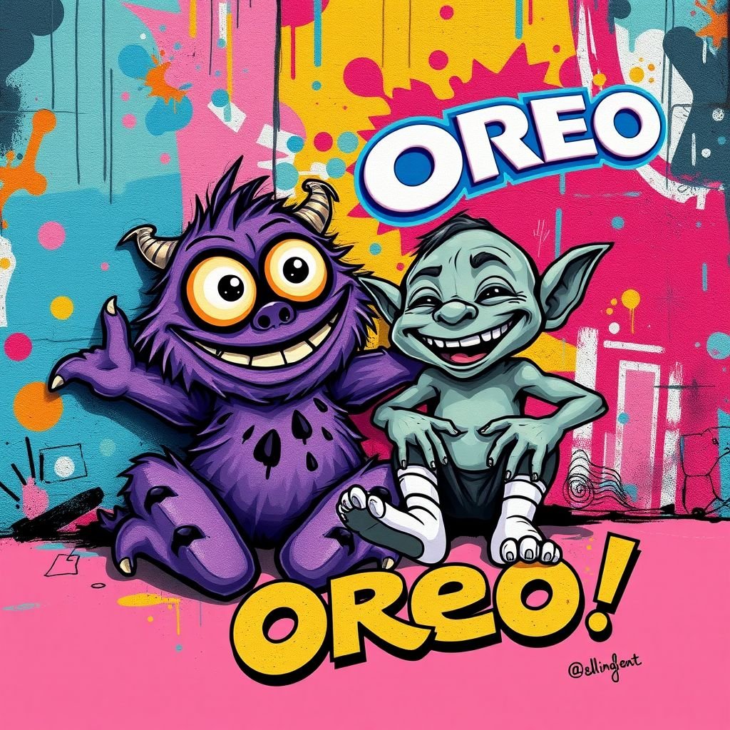 Explore A Monster And A Goblin Laughing Over The Word Oreo In Graffiti ...