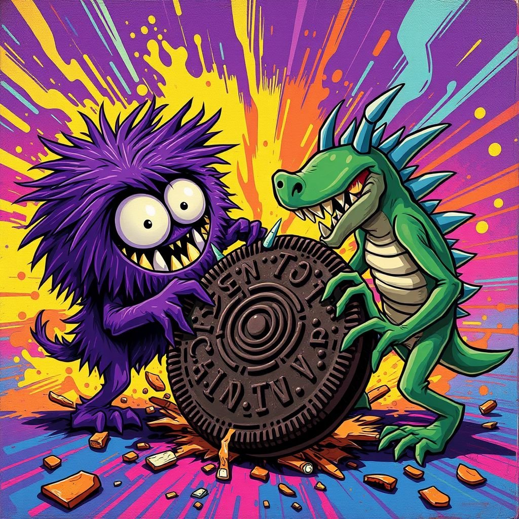 Explore Monsters Fighting Over The Word Oreo AI Art