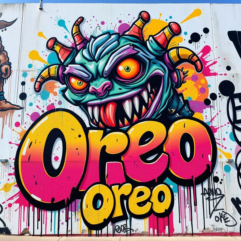 Explore Ugly Monster With The Word Oreo In Graffiti Font AI Art